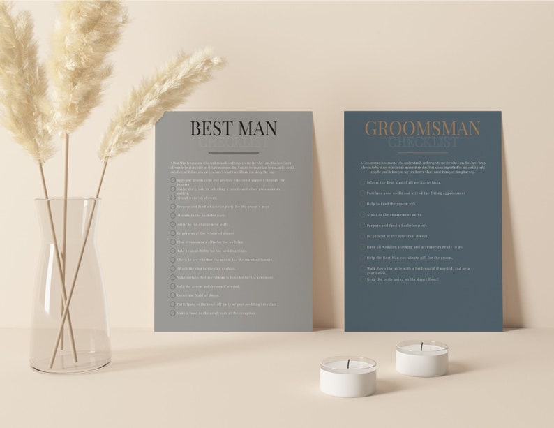 Groomsman Duties Checklist, Best Man Responsabilities, Minimalist ...