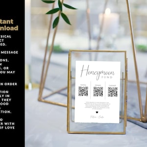 Customizable Wedding Money Sharing Sign, Honeymoon Fund QR Code ...