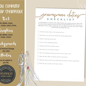 Groomsman Duties Checklist | Best Man Responsabilities Info Card ...