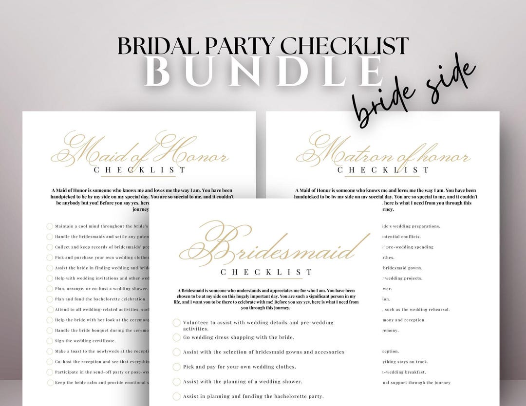 Bridal Party Duties Checklist, Printable Bridesmaid To-do List, Maid of ...