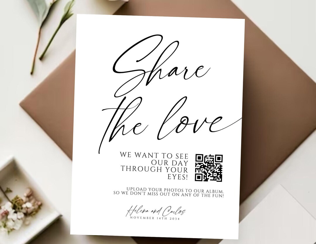 Share the Love, Customizable Wedding Photo Sharing Sign, Capture the ...
