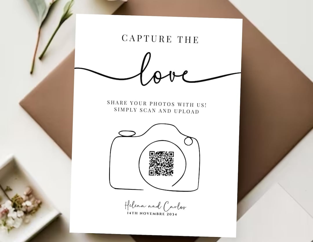 Customizable Wedding Photo Sharing Sign, Capture the Love QR Code ...