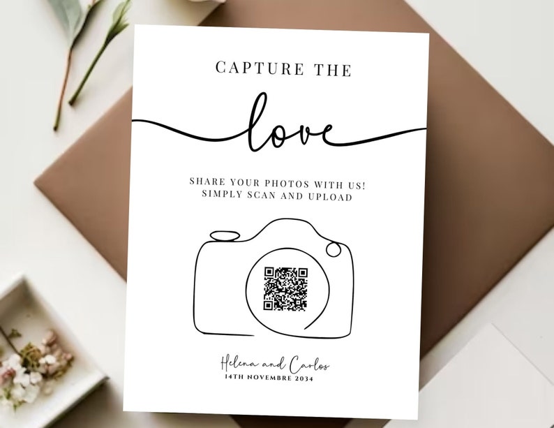 Customizable Wedding Photo Sharing Sign, Capture the Love QR Code ...