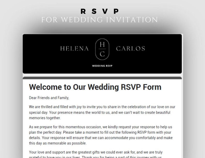 Wedding RSVP Solution, Online RSVP Google Form for Wedding Invitation ...
