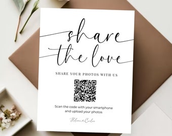 Customizable Wedding Photo Sharing Sign, Capture the Love QR Code ...