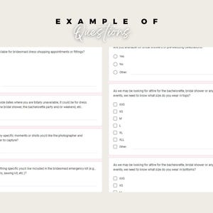 Customizable Bridesmaid Questionnaire, Bridal Party 100+ Questions ...