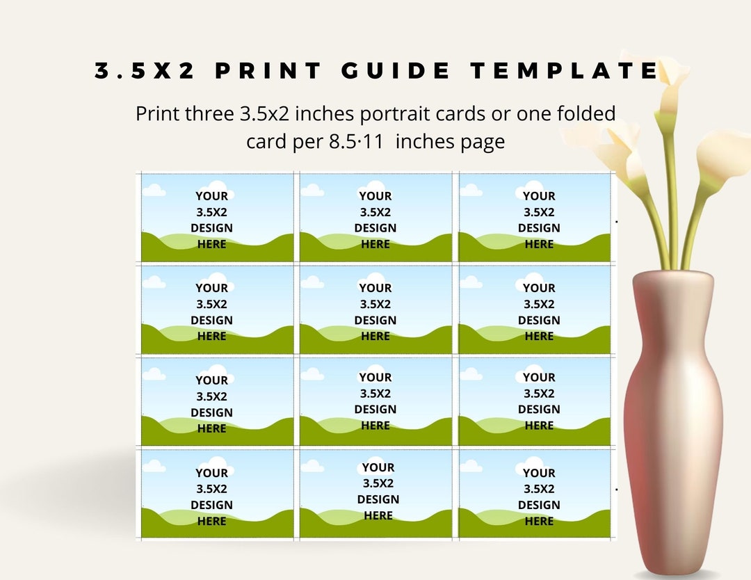 3.5x2 Landscape Invitation Card Printing Template, 3.5x2 Greeting Card ...