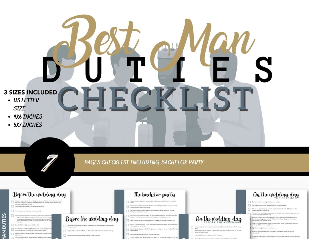 Best Man Duties Proposal Checklist | Wedding Planner Binder | Bachelor ...