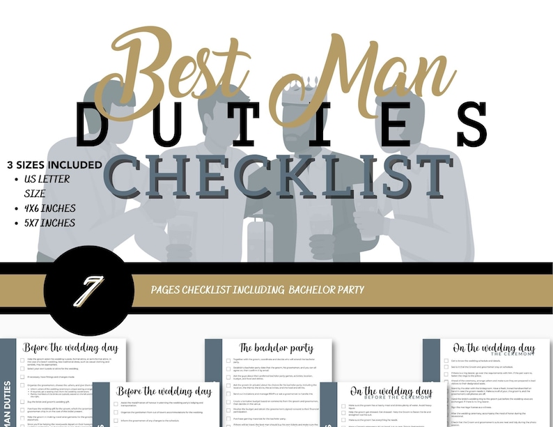 Best Man Duties Proposal Checklist | Wedding Planner Binder | Bachelor ...