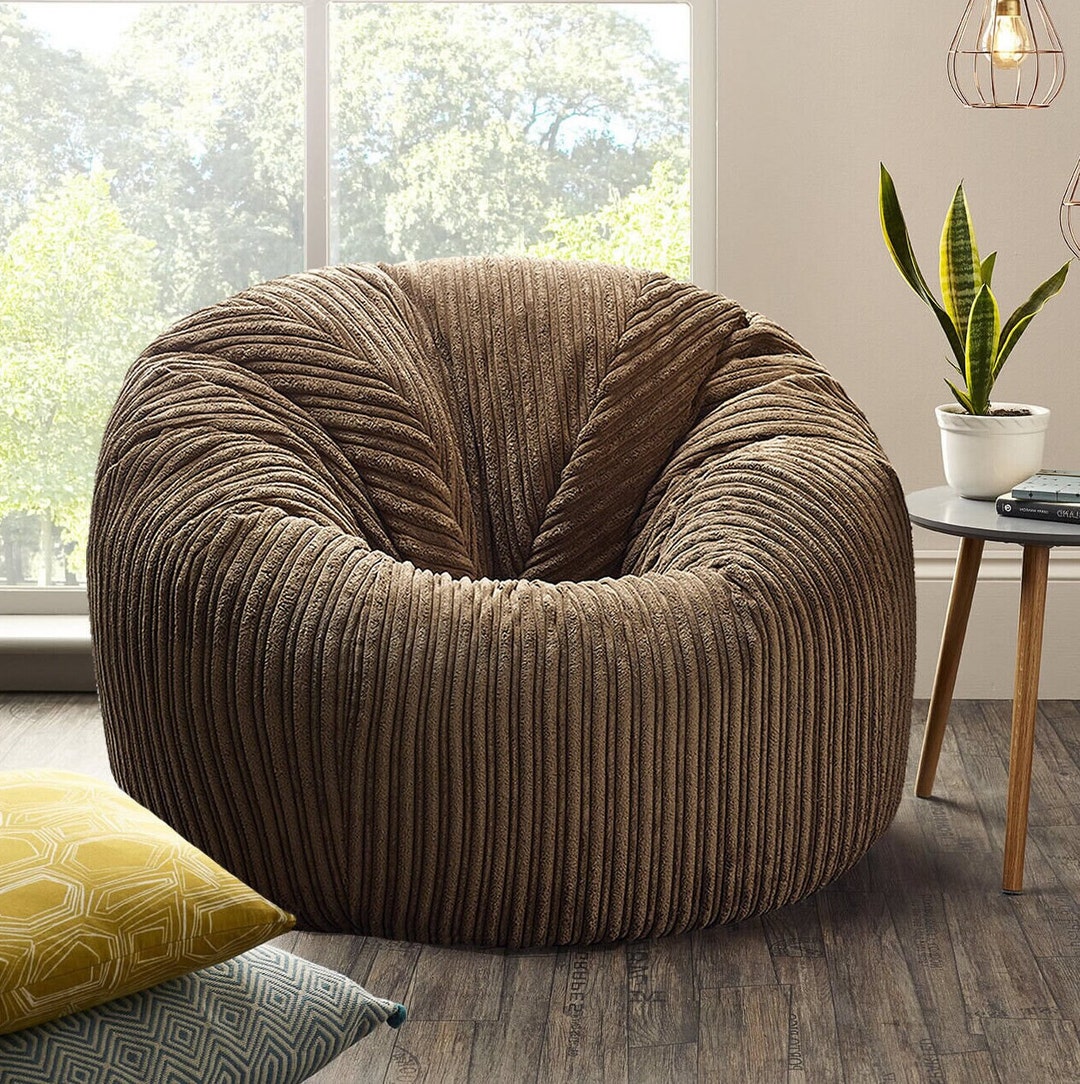 Giant Beanbag Ready Filled Huge Jumbo Cord Bean Bag XXL Adults Beanbags MEGA Beanbag Ready ...