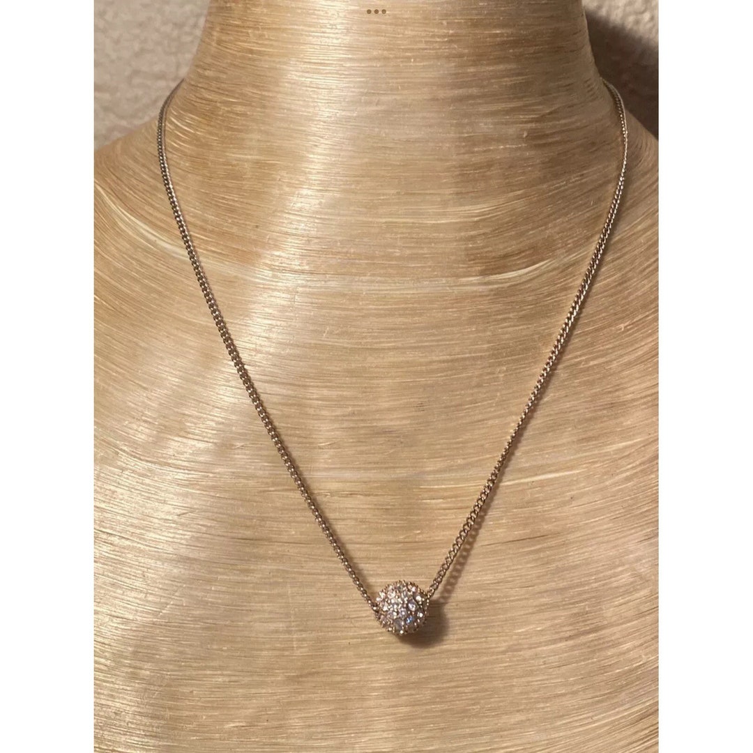 VTG Rose Gold Floating Crystal Ball Necklace Signed Givenchy France ...