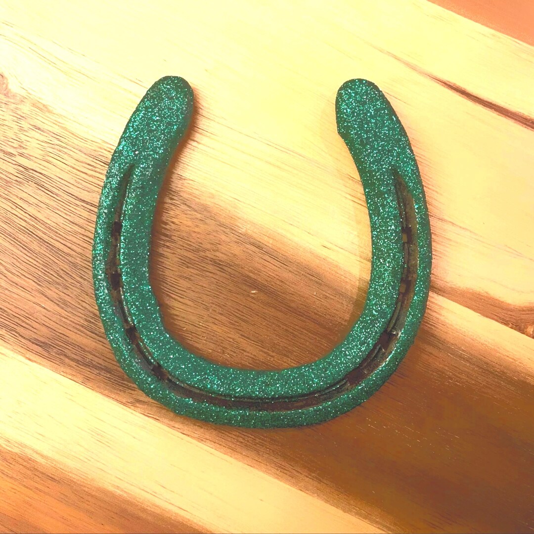 St. Patrick’s Day Horseshoe / Green Glitter Used Horseshoe / Good Luck ...