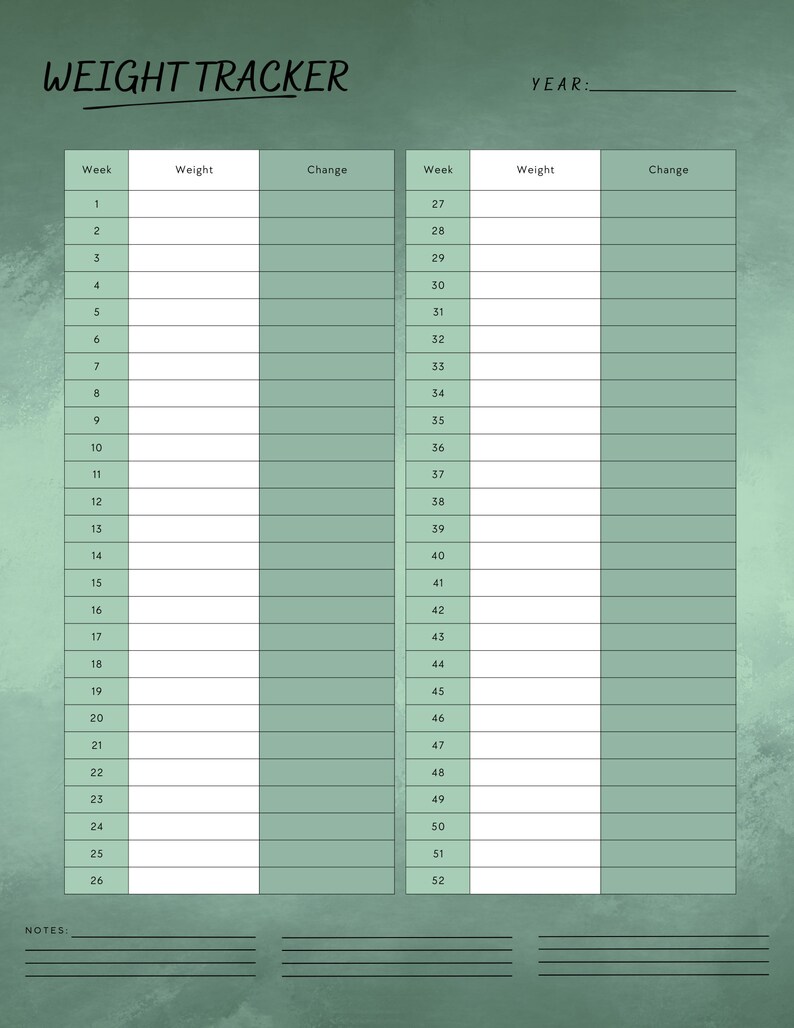 Printable Weight Tracker, Weight Loss Tracker, Weight Loss Planner, Weight Loss Journal, Weight ...