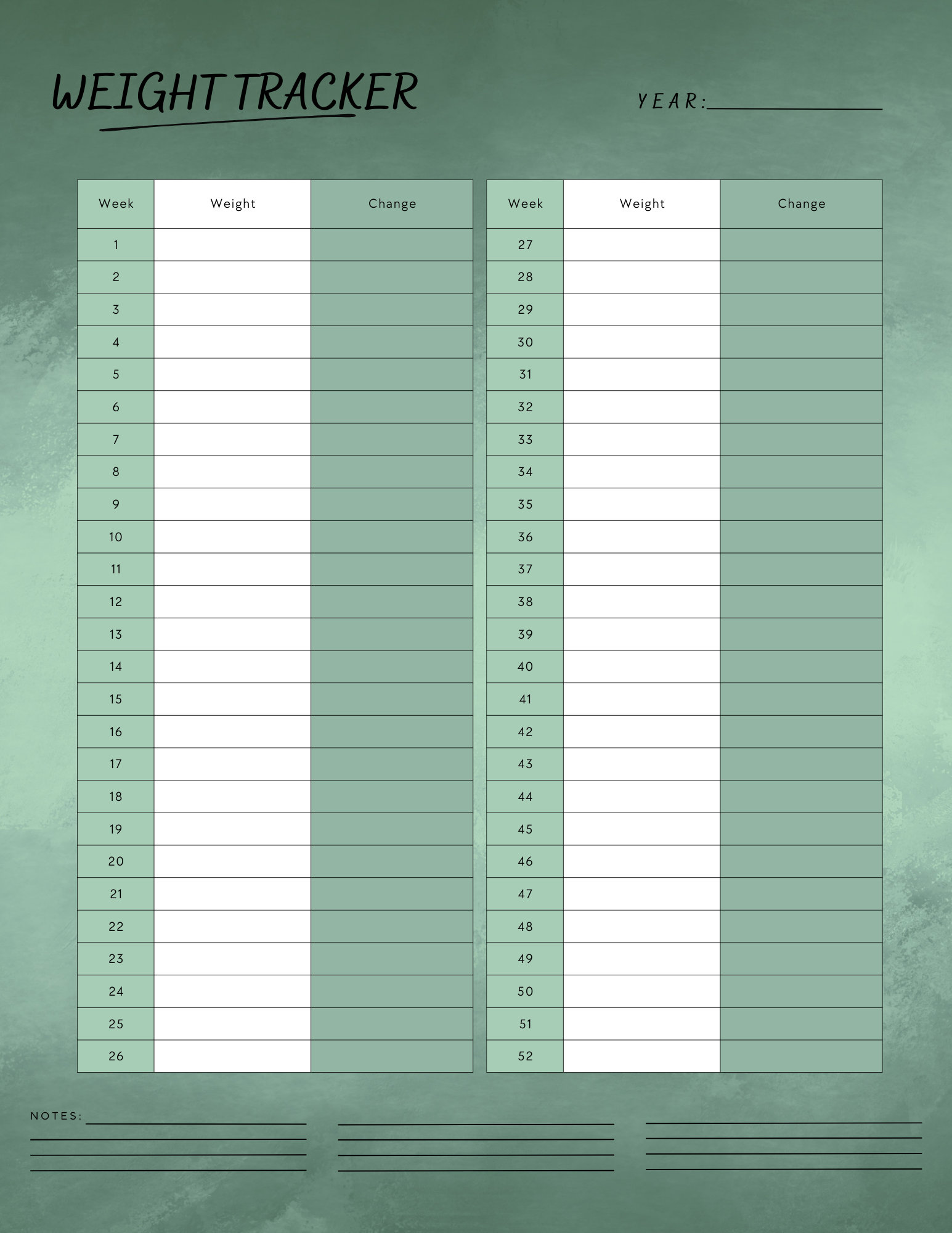 Printable Weight Tracker, Weight Loss Tracker, Weight Loss Planner, Weight Loss Journal, Weight ...