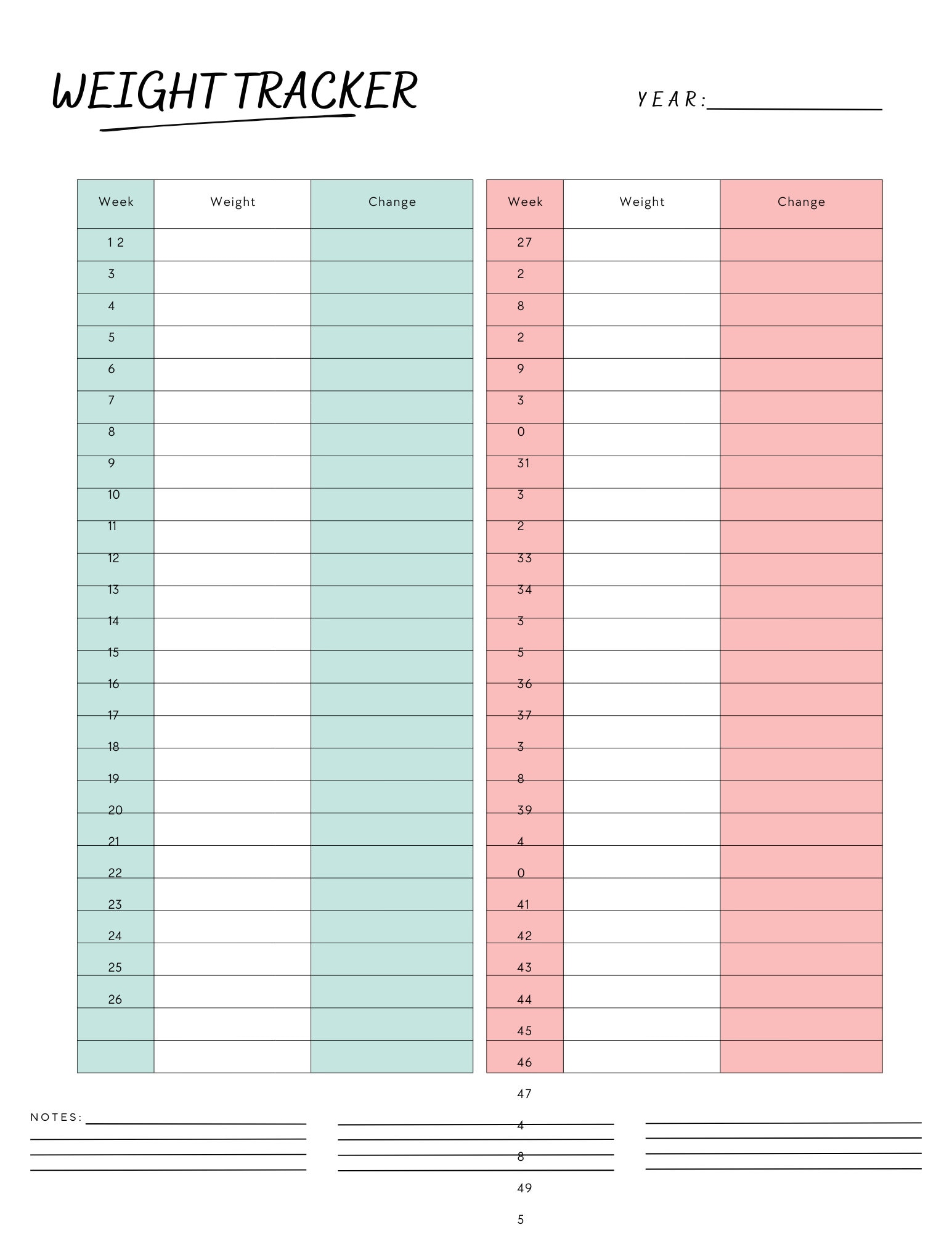 Printable Weight Tracker, Weight Loss Tracker, Weight Loss Planner, Weight Loss Journal, Weight ...