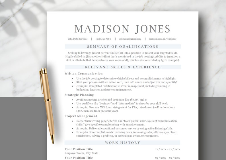 Functional Resume Template for Career Changers - ATS Resume Template ...