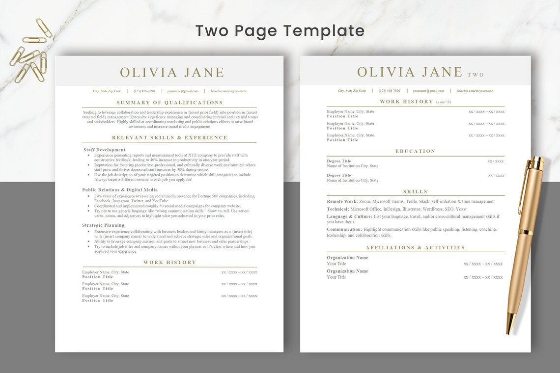 Functional Resume Template - Management Resume - ATS Resume Template ...
