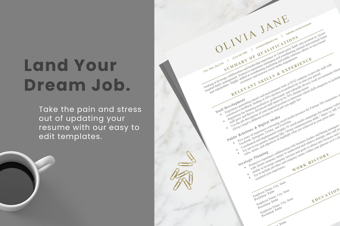 Functional Resume Template - Management Resume - ATS Resume Template ...