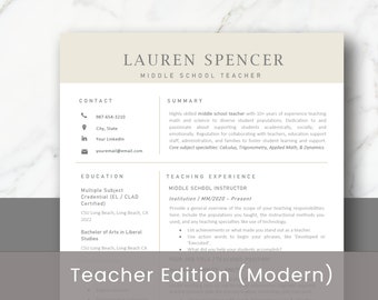 Teacher Resume Template for Word, Google Docs, Pages Teacher Resume ...