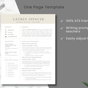 Teacher Resume Template for Word, Pages - Teacher Resume - Teacher ...