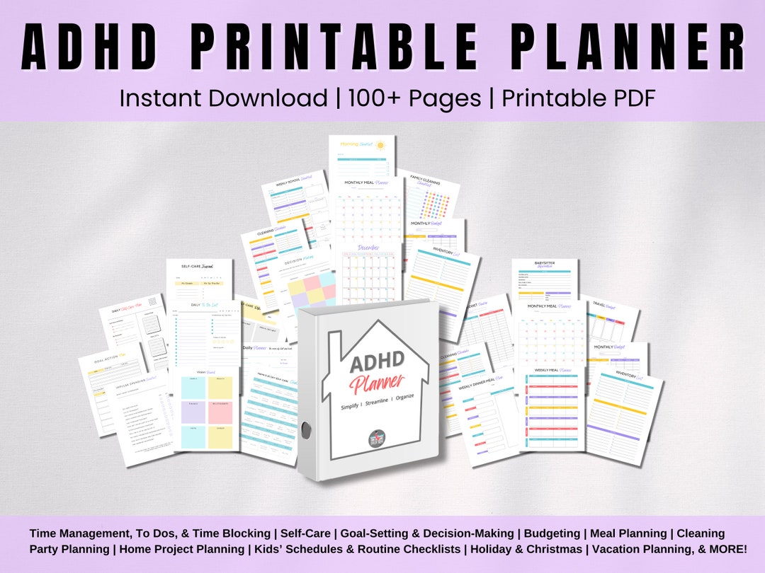 ADHD Printable Planner - ADHD Planner - Household Printable Planner ...