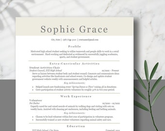Student Resume Template Word & Google Docs 2022 College - Etsy