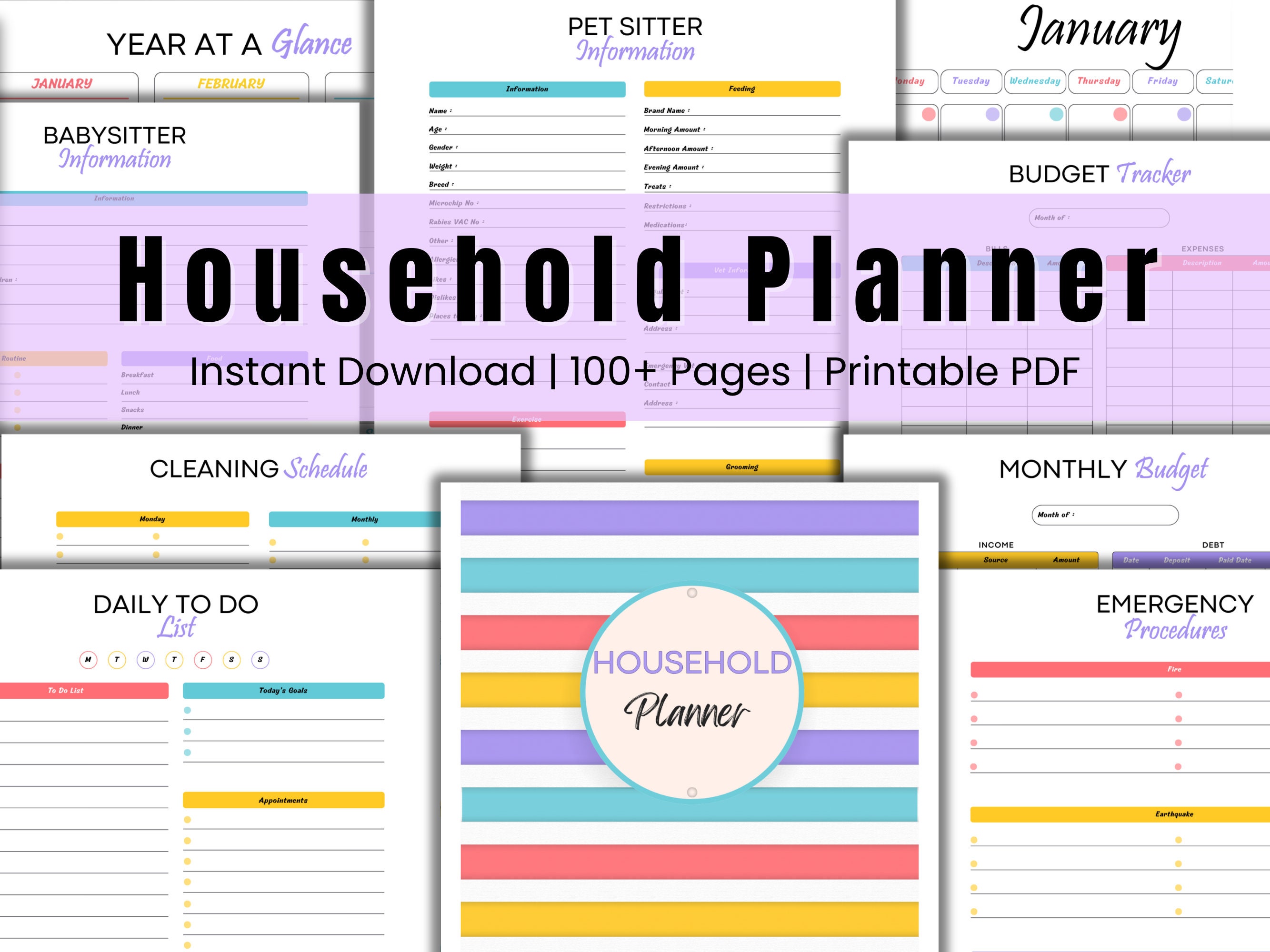 Household Planner Household Printable Planner Instant Download Home ...