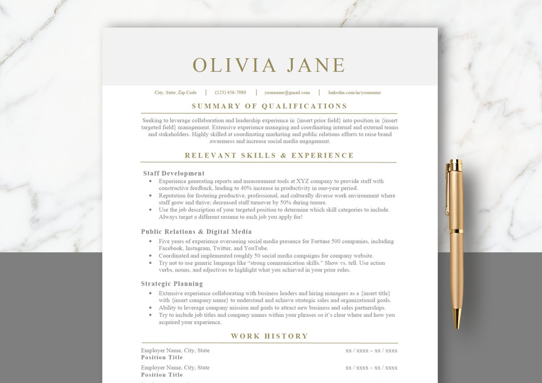 Functional Resume Template - Management Resume - ATS Resume Template ...