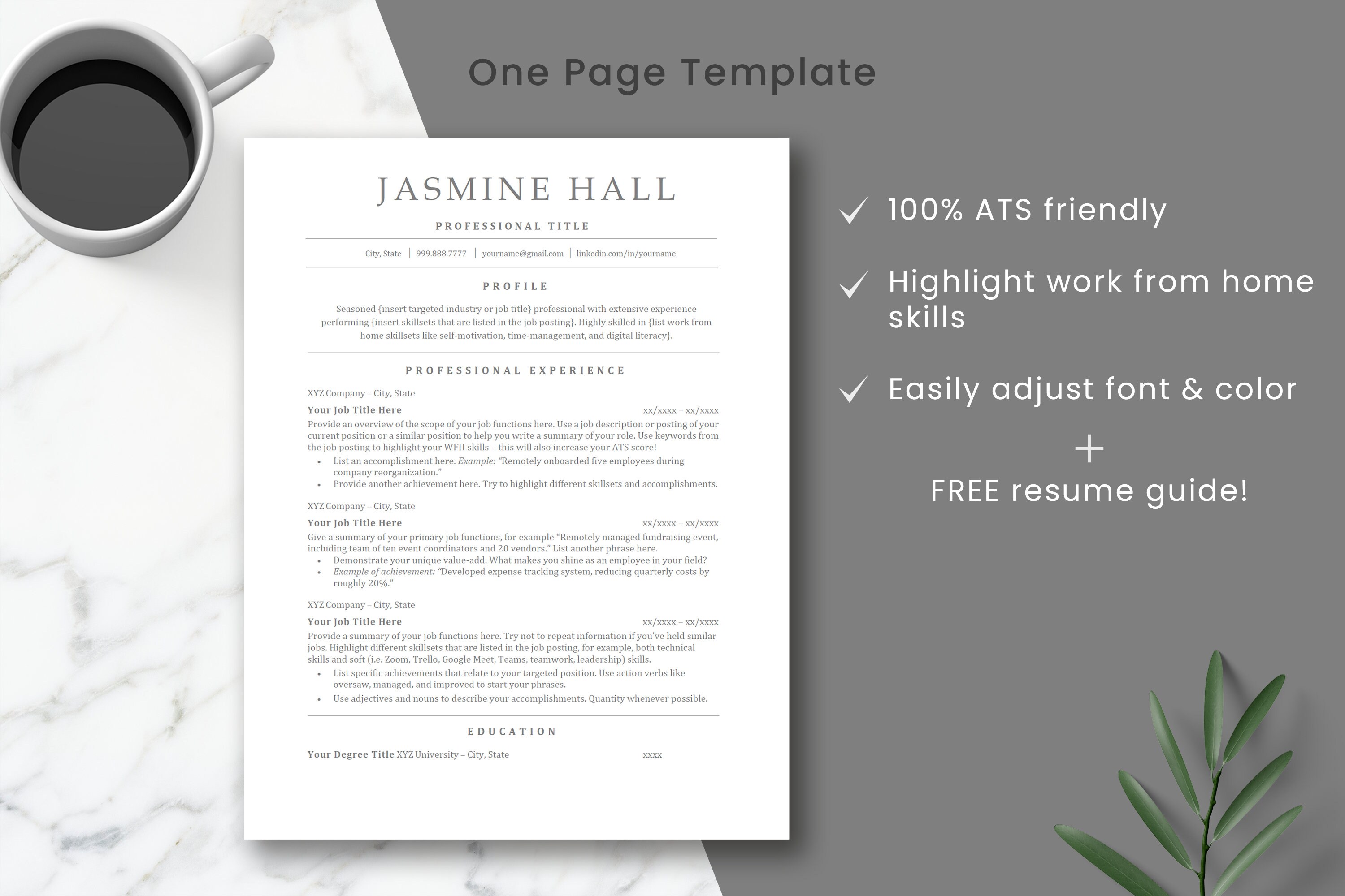 Work From Home Job Resume - Resume Template for Word - Resume Template ...