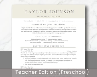 Teacher Resume Template for Word, Google Docs, Pages Teacher Resume ...