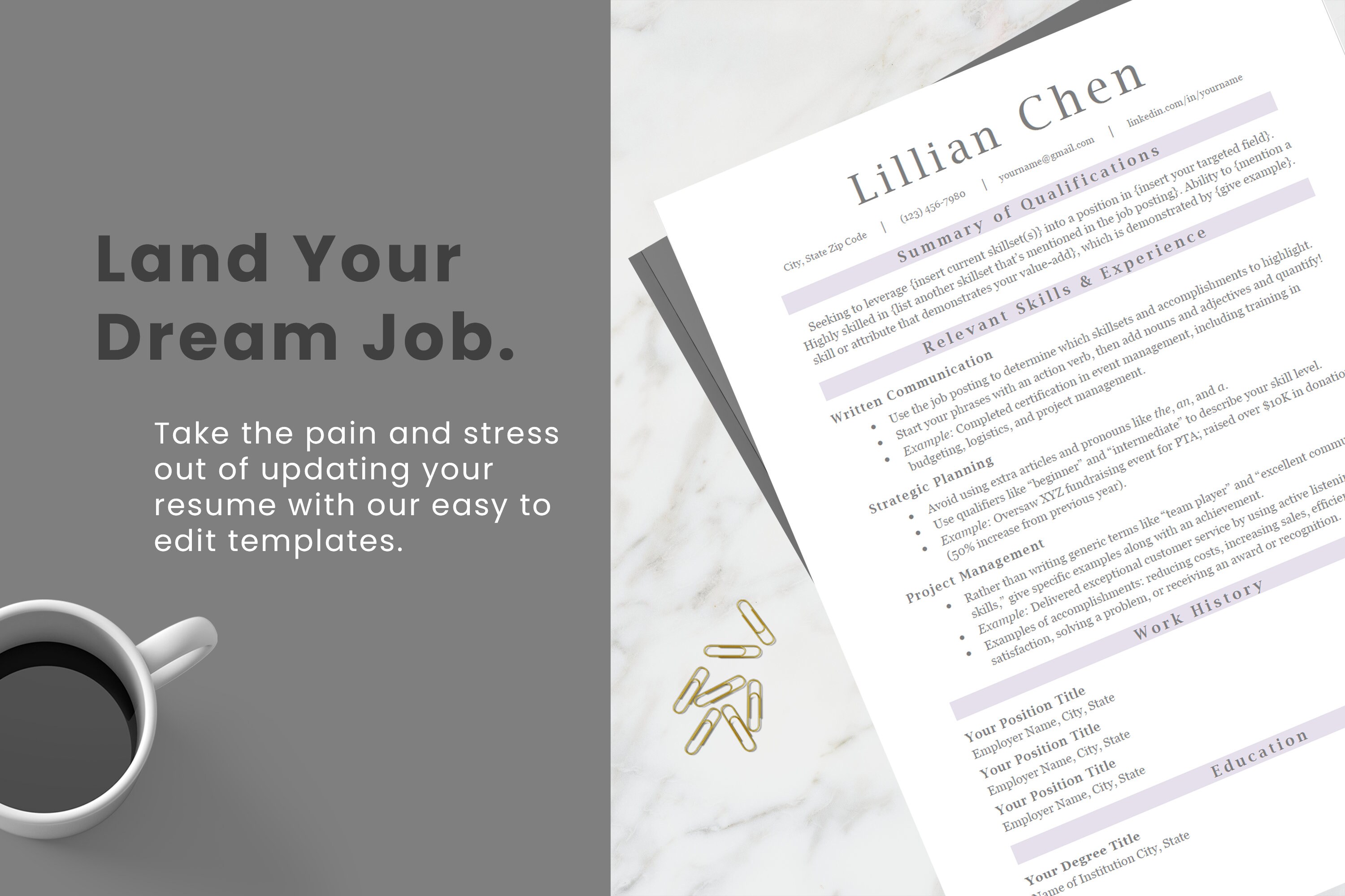 Combination Resume Template - ATS Resume Template - Career Change After ...