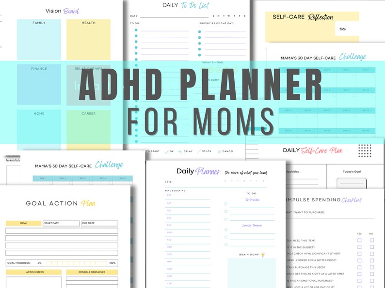 ADHD Printable Planner ADHD Mom Planner ADHD Planner Household Printable Planner Instant ...