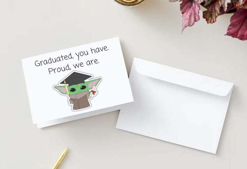 Baby Yoda Graduation Card, Star Wars Card, Movie Theme Graduation Card ...