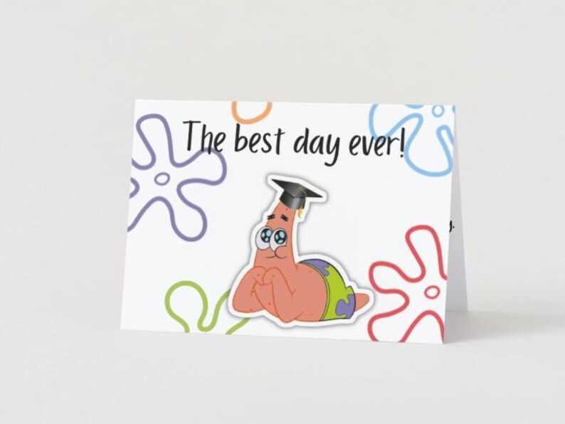 Spongebob Inspired Grad Card, Patrick Graduation Card, 2025 Grad Card ...