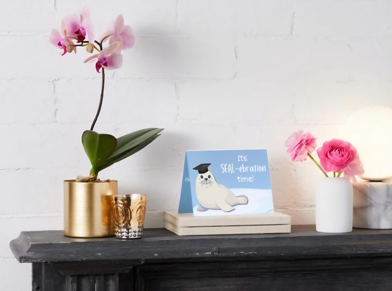 2025 Graduation Card | Custom Grad Card | Neutral Grad Card | Seal Grad ...