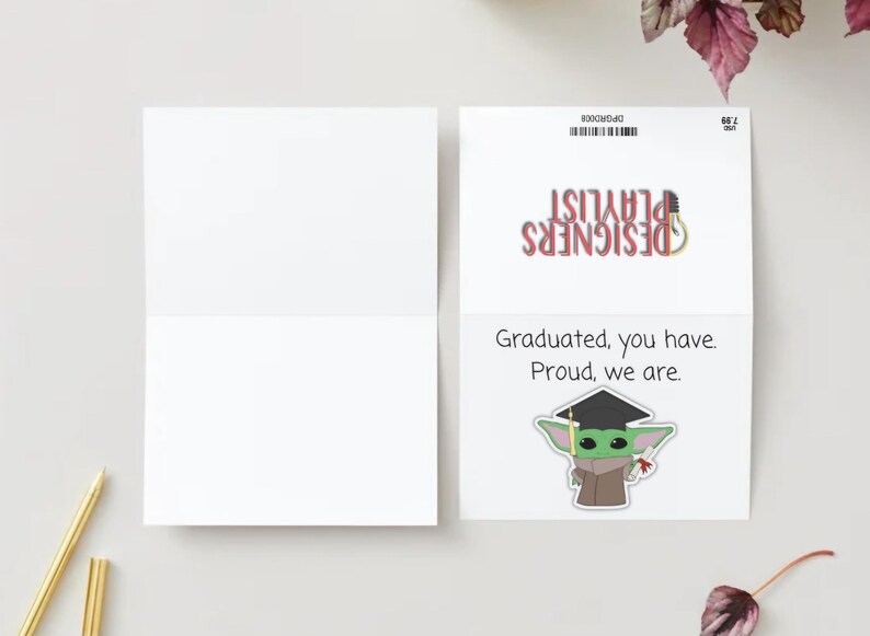 Baby Yoda Graduation Card, Star Wars Card, Movie Theme Graduation Card ...