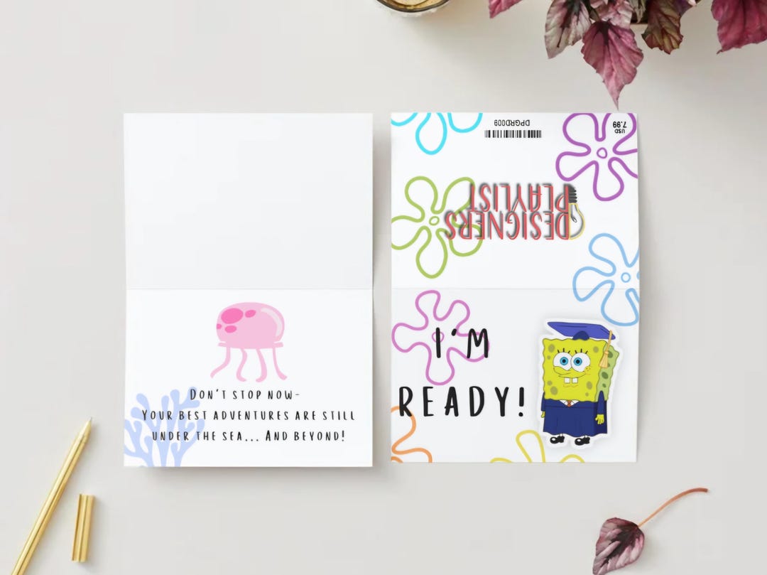 Spongebob Inspired Grad Card, Bikini Bottom Graduation Card, 2025 Grad ...