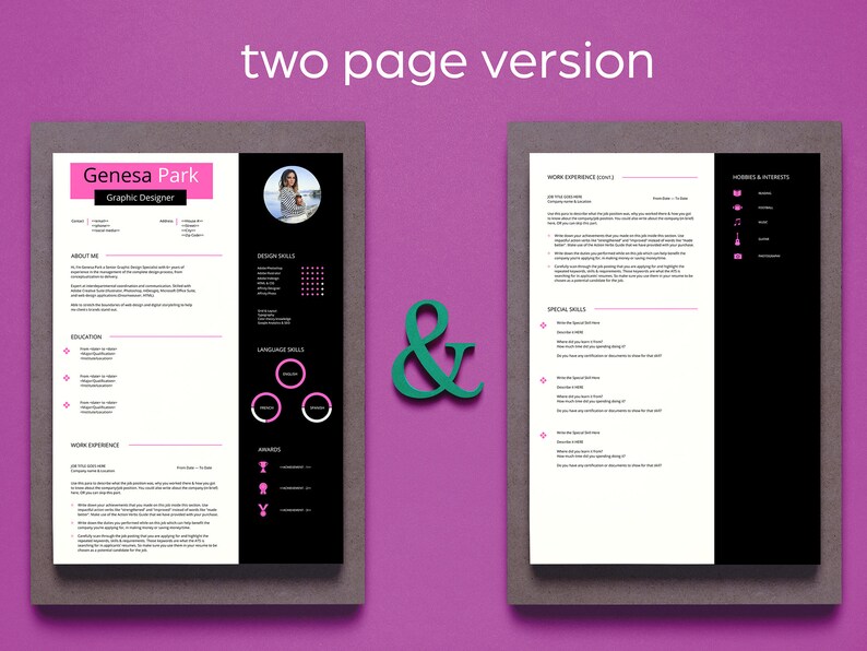 Resume Template Google Docs + Word + Pages, Cv Template With Photo ...