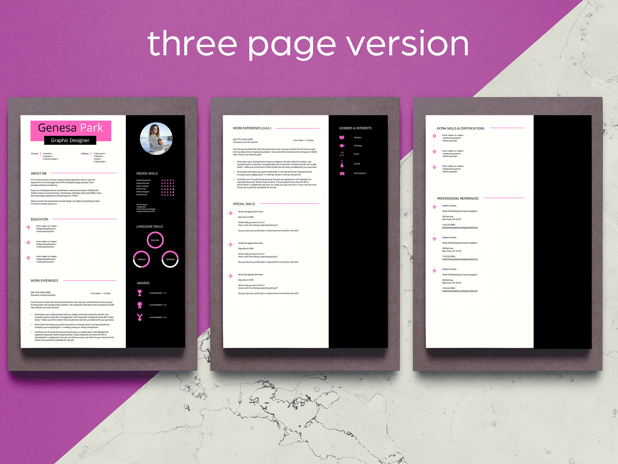 Resume Template Google Docs Word Pages Cv Template With - Etsy