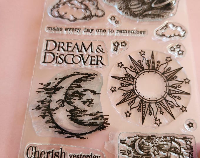 Clear Silicone Stamp Lot With Acrylic Stamp Block. - Etsy