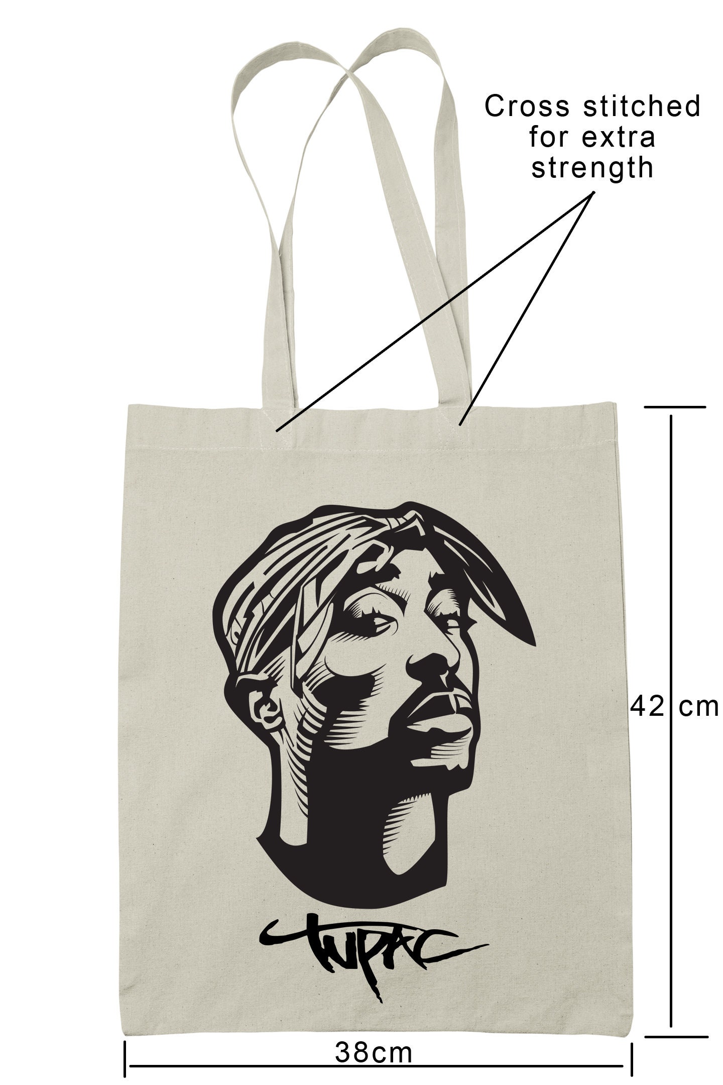 Tupac Tote Bag, Shopping Tote Bag, Printed Tote Bag, Canvas Tote Bag ...