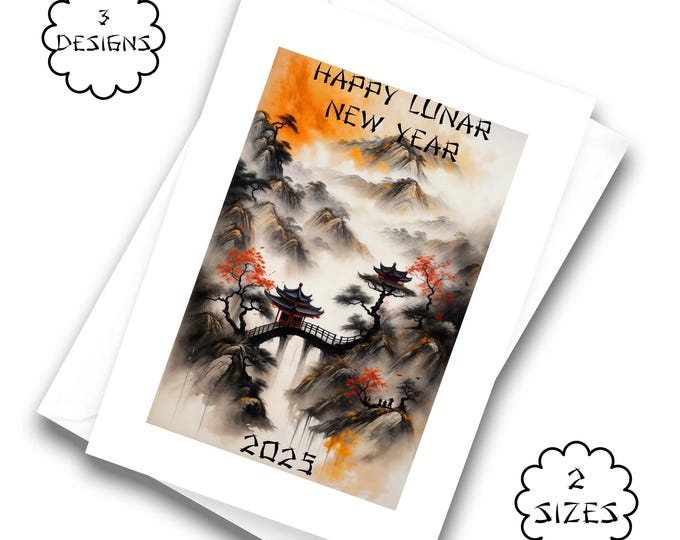 Chinese Lunar New Year Greeting Card 2025 Year of the Snake Traditional ...