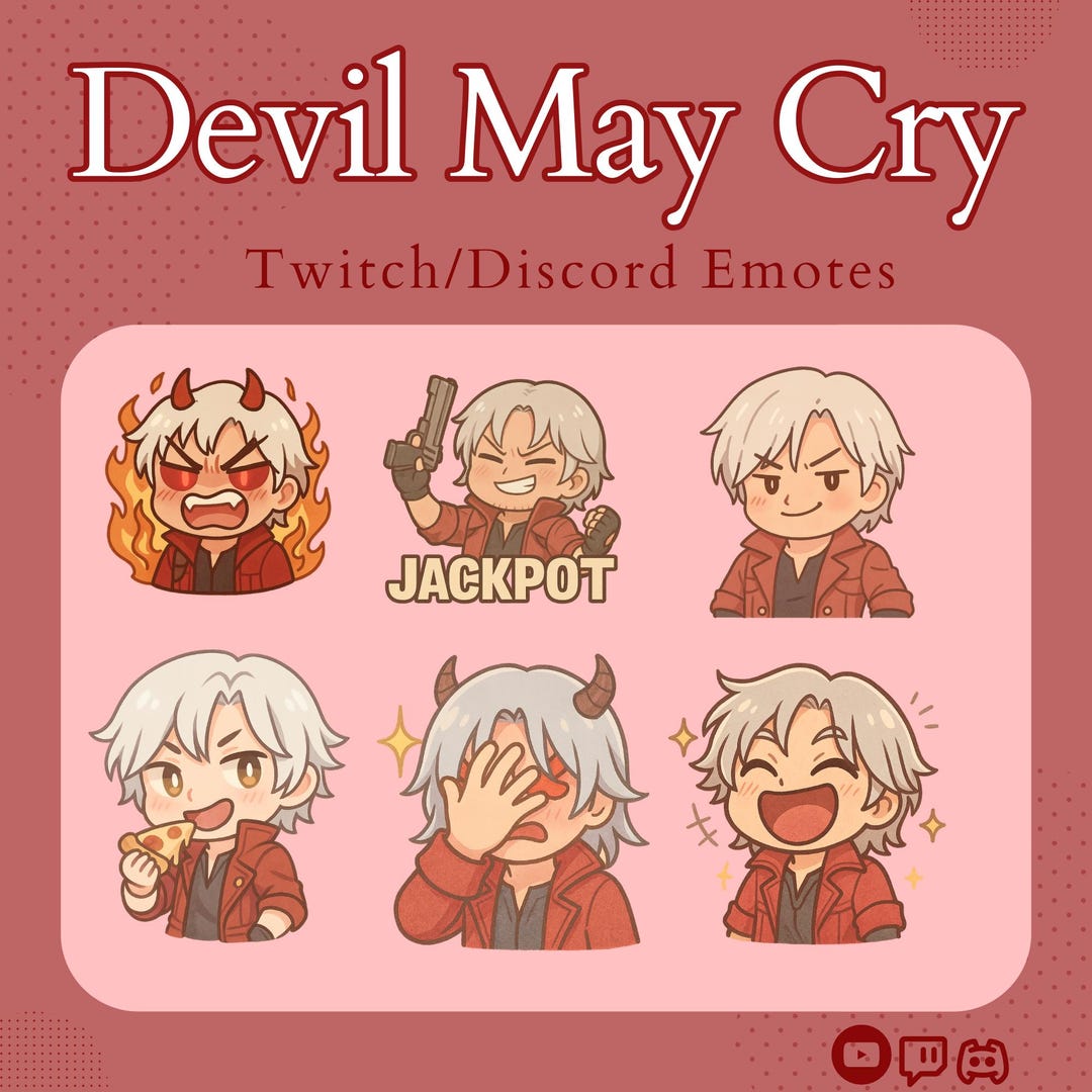 Dante Inspired Twitch Emotes - Chibi Devil Hunter Emotes for Discord ...