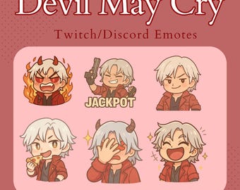 Dante Inspired Twitch Emotes - Chibi Devil Hunter Emotes for Discord ...