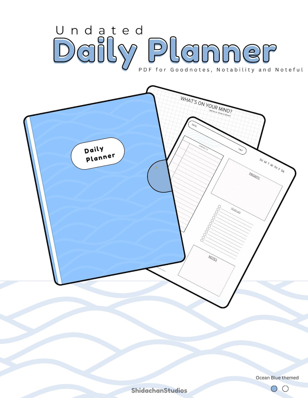 Minimalist Digital Daily Planner for iPad Undated, Noteful, Goodnotes ...