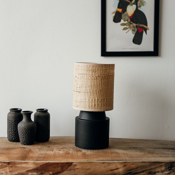 Black Raffia Lamp - Etsy