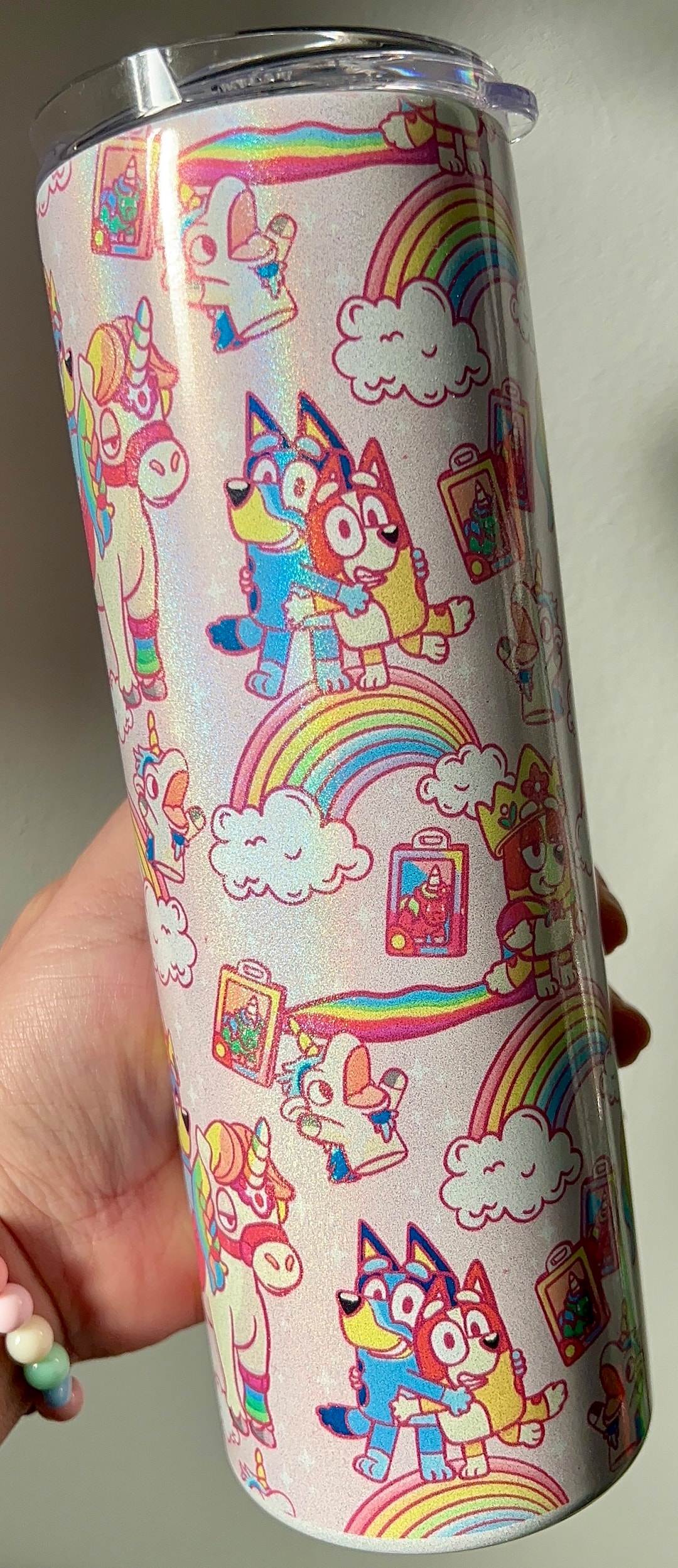 Rainbow Bluey 20oz Glitter Tumbler - Etsy