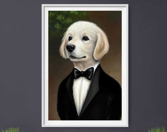 Dog Dressed as Human Portrait - Etsy