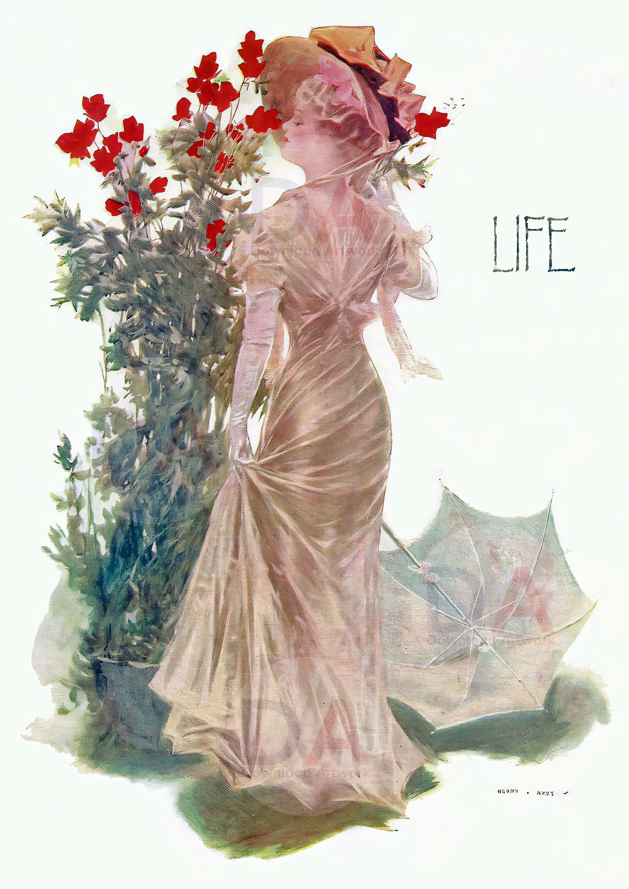 Vintage Woman Art | 1910 Wall Art | Life Magazine Cover | Henry Hutt ...