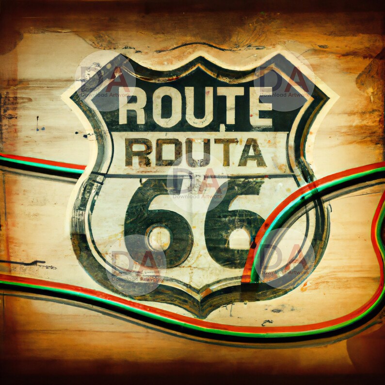 Vintage Route 66 Wall Art | Two Route 66 Printable Artworks | Route 66 ...